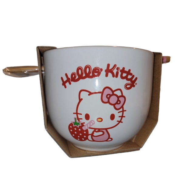 Sanrio | Dining | New Hello Kitty Ceramic Bowl With Chopsticks | Poshmark